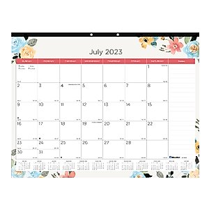 Blueline Academic Monthly Desk Pad Calendar, 18 Months, July 2023 to December 2024, 22" x 17", Blossom Design (CA1716BD-24)