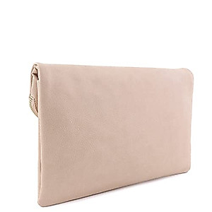 FashionPuzzle Large Envelope Clutch Bag with Chain Strap (Nude)
