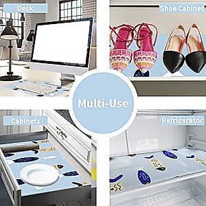 Ganwawo 8 Pcs Refrigerator Liners,Washable Non-Slip Refrigerator mat,Free Anti-Slip mat,for Drawer, Shelf and Refrigerator Liners, Cuttable Refrigerator mat (Fish)