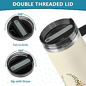 FRCSDIY Beautiful Flowers Insulated Tumbler with Handle and Straw Lid,30oz Leakproof Stainless Steel Cup BPA-Free Water Bottle