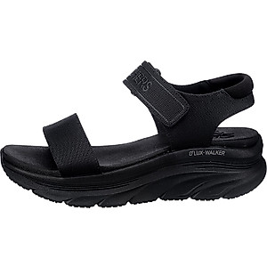 Skechers Cali Women's Women's D'LUX Walker-New Block Sport Sandal, Black/Black, 6