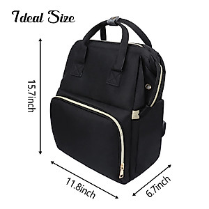 Knitting Bag Achwishap Crochet Knitting Backpack, 15.7"*11.8"*6.7" Storage Bag with 6 Yarn Grommets, Knitting Yarn Organizer for Knitting Needles, Crochet Hooks, and Other Accessories (Black)