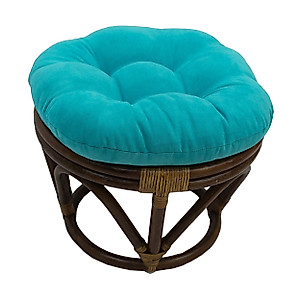Blazing Needles 18-inch Round Tufted Microsuede Footstool Cushion, 18 x 18, Teal