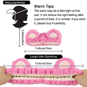 WHAVEL 2PCS Spa Headbands, Cute Bear Ears Makeup Skincare Face Wash Headbands (Pink, Rose)