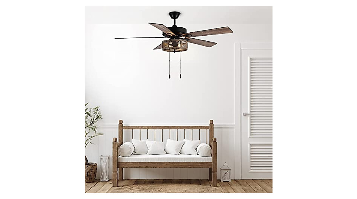 52" Farmhouse LED Ceiling Fan | Rustic Industrial Style