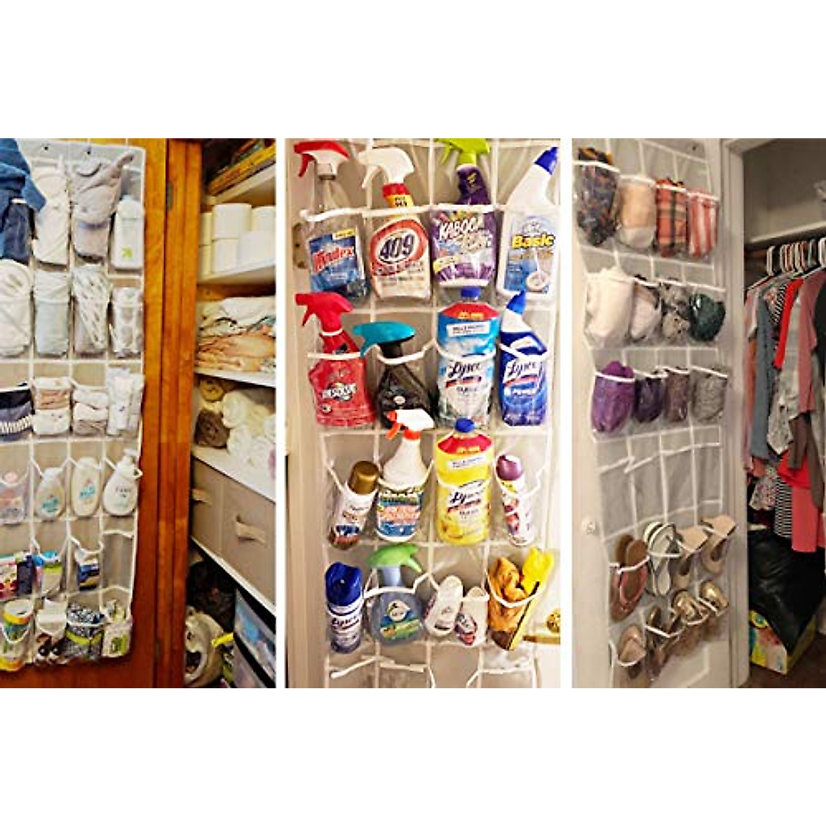 N / A Over The Door Hanging Shoes Organizer Rack 24 Pocket Pantry Organizer - Clear