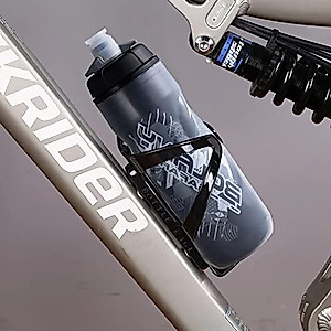 Zsling Bottle Sport Squeeze Insulated Water Bottle 20oz - BPA-Free, Sport & Bike Squeeze Bottle (Black gray-20oz)