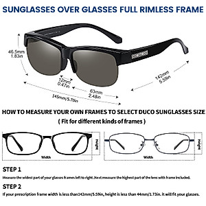 DUCO Fit Over Glasses Unisex Wraparound Glasses Fashion Rimless Wear Over Glasses Polarized Sunglasses for Men and Women 8960