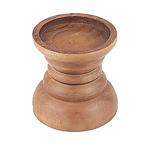 Stonebriar Small Decorative Natural Wood Pillar Candle Holder 4 inch