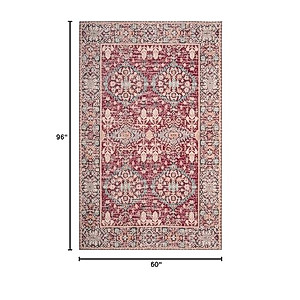 SAFAVIEH Classic Vintage Collection Area Rug - 5' x 8', Red & Multi, Oriental Distressed Cotton Design, Easy Care, Ideal for High Traffic Areas in Living Room, Bedroom (CLV302A)