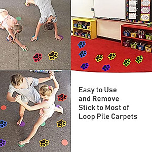 48pcs Carpet Markers Velcro Spot Markers for Classroom Floor Carpet Spots for Kids, Sitting Dots for Kids Carpet Spots for Kids, Teachers, Preschool and Kindergarten Paws Shape
