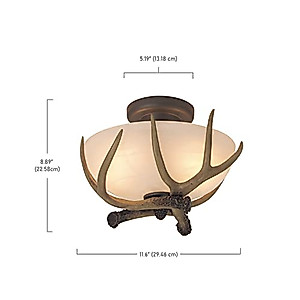 Craftmade X1611-EB Antler Alabaster Glass Semi Flush Mount Fixture Ceiling Lighting, 2-Light 120 Watts (9" H x 12" W), European Bronze