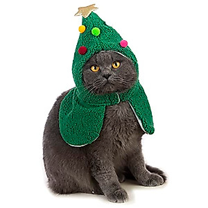Coomour Dog Chirstmas Tree Costume Funny Santa Hat Puppy Warm Cape Cat Christmas Party Cosplay Hats (S)