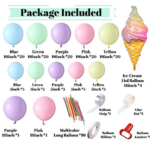 Pastel Balloons Garland Arch Kit 143pcs Macaron Rainbow Balloons Birthday Party Background Decoration Girl Baby Shower Donuts Ice Cream Party Supplies Pink Blue Green Balloons
