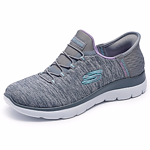 Skechers Women's Hands Free Slip Ins Summits Dazzling Haze Sneaker, Grey Mint, 8