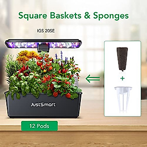 Seed Pods Kit for JustSmart IGS-20SE, Hydroponic Growing Kit, Grow Anything Kit with 12 pcs Grow Sponges, Grow Baskets, Grow Domes, and 1 Set of A&B Solid nutrients