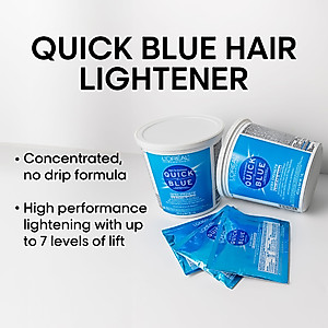 L'Oréal Technique Quick Blue High Performance Bleach | Professional Hair Bleaching Powder | No Drip Formula | Extra Strength Lightening Action Lifts Up To 7 Levels | Single Application | 1 Pound