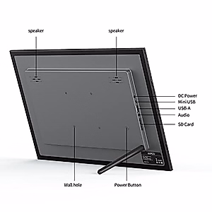 2023 FRAMEO 15.6’’ Large Digital Picture Frame with 1920x1080P FHD IPS Touch Screen, Up to 128GB Wooden WiFi Electronic Photo Frame Wall Mountable Easy Setup to Share Photos Videos Instantly Anywhere