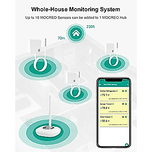 MOCREO ST4 WiFi Thermometer Freezer Alarm, Email Alert, App Notification, Data Record Export, No Subscription Fee, Remote Wireless Temperature Sensor for Refrigerator, Freezer, Hot Tub (2 Pack)