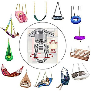 9M 2 Sets of Bearing Smooth Rotary Stainless Steel Hanger, Heavy Duty 180°+360° Rotary Swing Swing Hook, 1500 lb Capacity Wooden Concrete Playground Yoga Hammock Chair Rope Punch Bag Porch Swing Set