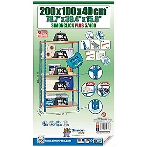 Simonrack 5/400 Simonclick Kit Plus Shelf, Blue/Orange/Galvanized