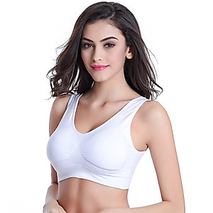 Vermilion Bird Women's 3 Pack Seamless Comfortable Sports Bra with Removable Pads 3XL/Shirt Size 16W,18W Black &White &Nude