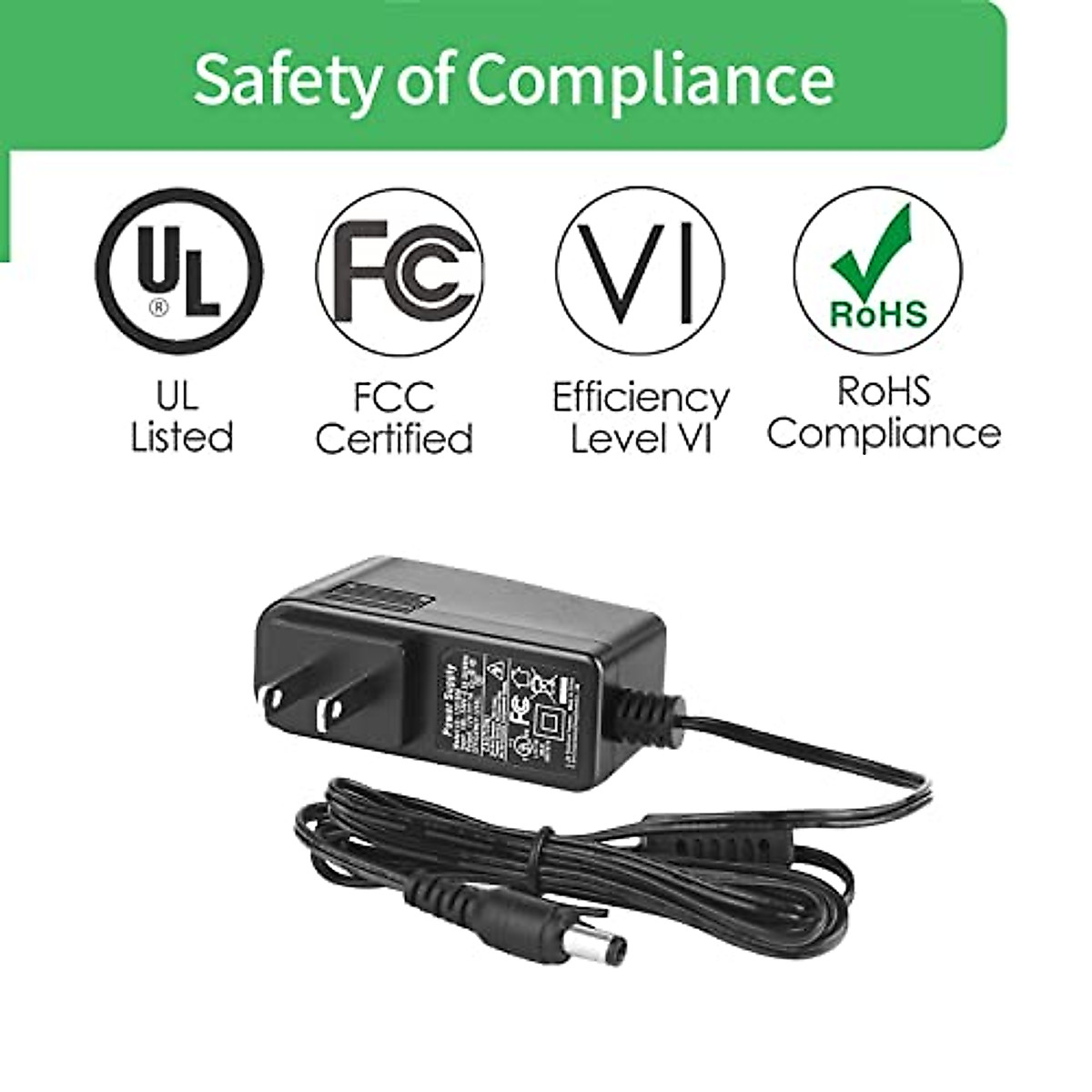 Security-01 AC 100-240V to DC 12V 1A 12W Power Supply Adapter Barrel Plug 5.5mm x 2.1mm for IP Camera IPC, UL Listed FCC