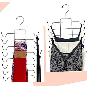 LIYZWJY Metal Hanger Saving Hangers Closet Organizer for Tank Tops,Bras,Cami,Strappy Dress,Bathing Suits,Belts (2pack)