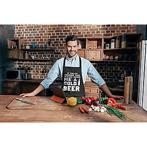 VAGAVY - Funny BBQ Apron for Men with Pockets - Bottle Opener and Gift Box Included - Black Barbeque Man Aprons, Dad, Husband - Birthday, Father’s Day Grilling Gifts for Papa, Husband