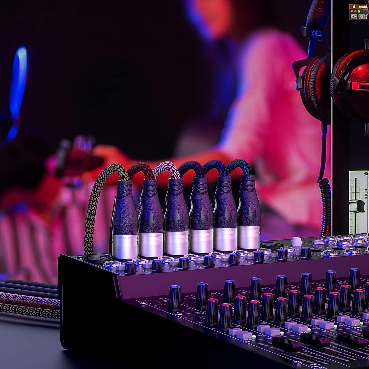 NUOSIYA XLR Cables, Microphone Cable Nylon Braided Colored Patch Cable Mic Cables, Double Shielded Balanced Cables for Microphone Audio Mixer Speaker System (50ft, Nylon Braided, 3 Colors Packs)