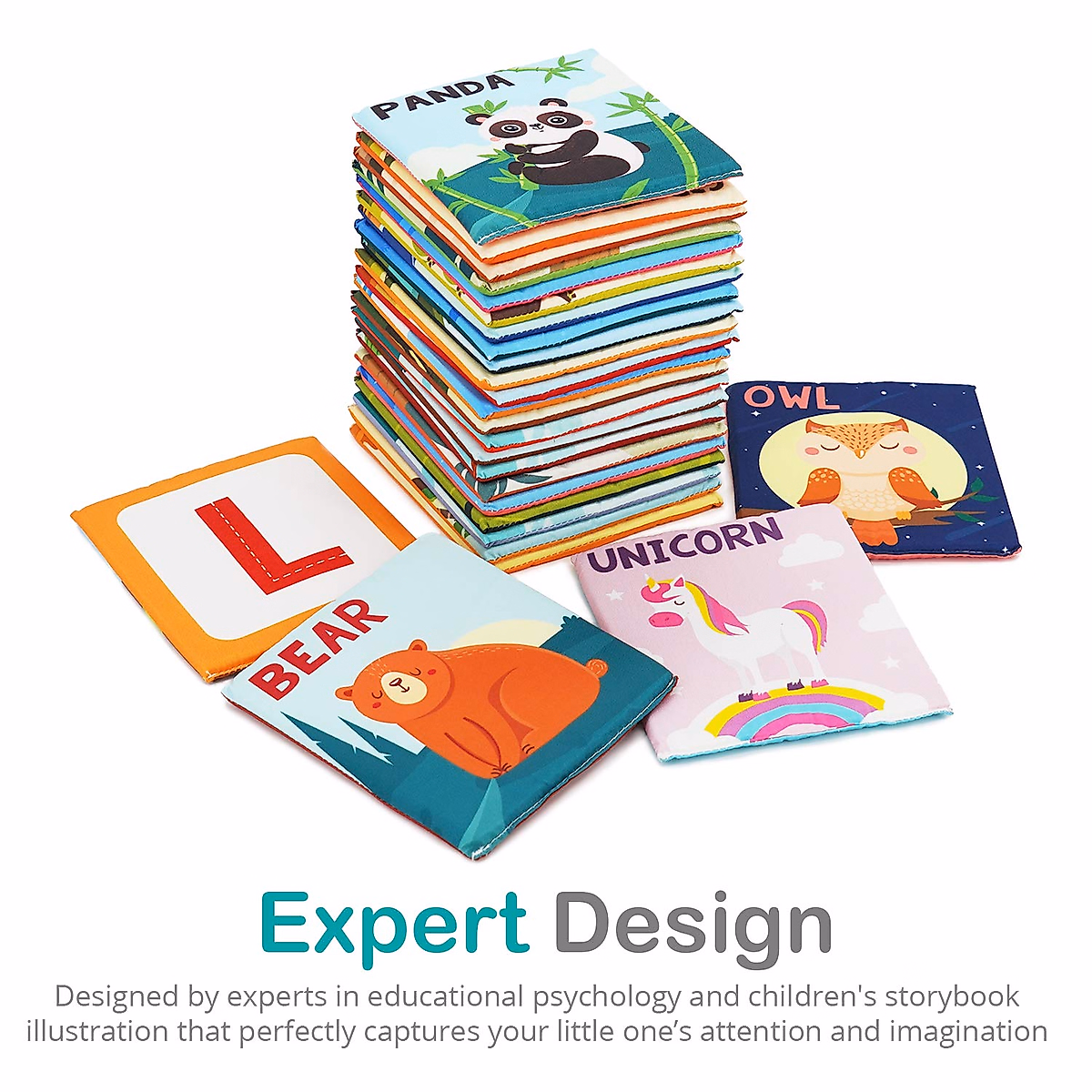 Urban Kiddy Zoo Alphabet Cards | Soft Alphabet Flash Cards, Educational Early Learning Infant Toys for Babies Infants Toddlers Boys Girls Kids Over 0 1 2 3 Years Old | My First ABC Animal Cloth Cards