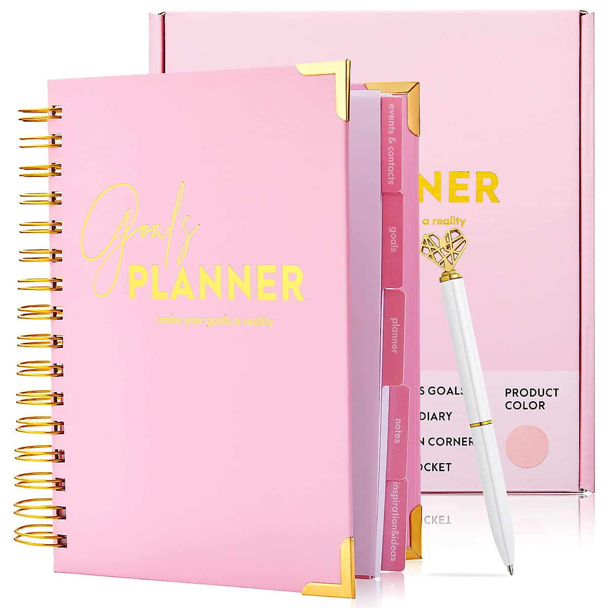 A5 Undated Daily Weekly Monthly Diary Journal Planner Agenda Notebook-Make Your Goals a Reality -Gratitude & Goals 6 Month Hardcover Spiral Bound Journal