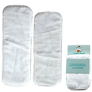 Luvable Friends 2 Count Absorbent Inserts for All-in-One Reusable Diaper, White