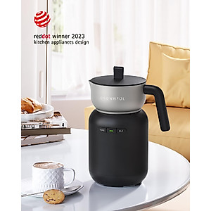 CROWNFUL Milk Frother, Electric 5-in-1 Milk Frother and Steamer with Temperature Control, Dishwasher Safe, Auto Shut-Off Frother for Coffee, Latte, Cappuccino, Macchiato