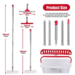 ZNM Window Cleaning Squeegee Kit, 2 in 1 Window Washing Kit with 62'' Extension Pole & Window Cleaner Tool, Professional Window Squeegee for Home Shower Mirror Car Glass Indoor & Outdoor