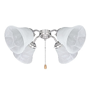 Aspen Creative 23027-4 Transitional Alabaster Bell Shape Ceiling Fan Glass Shade.2-1/8"Fitter.Size:5-3/8"D x 4-3/4"H.4Pcs/Pack