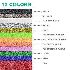 SCZENQI Glitter HTV Heat Transfer Vinyl Bundle - 12 Pack 12 "X10 Glitter Iron on Vinyl for DIY T-Shirts Sheets for Glitter Iron on Vinyl, Cricut Heat Transfer Vinyl- Easy to Cut & Weed for Heat Vinyl