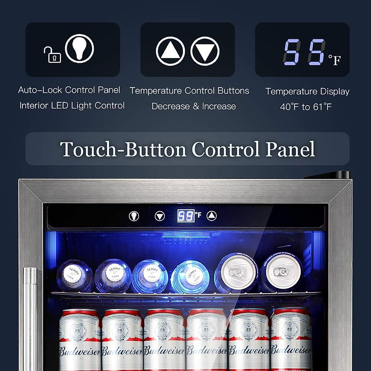 Antarctic Star Beverage Refrigerator Cooler - 120 Can Mini Fridge Glass Door for Soda Beer or Wine Small Drink Dispenser Clear Front for Home, Office or Bar,4.5cu.ft.（Black）