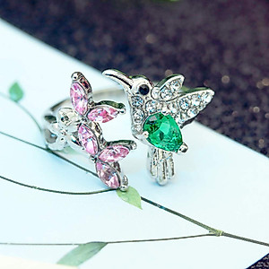 shiYsRL Exquisite Jewelry Ring Love Rings Elegant Cubic Zirconia Flower Bird Open Ring Women Party Wedding Jewelry Gift Wedding Band Best Gifts for Love with Valentine's Day - One Size