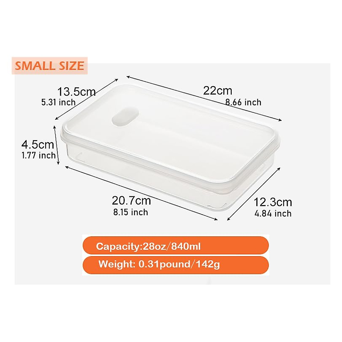 Naranqa Food Storage Containers Bins 11.02×8.85×1.81" Vegetable Organizer with Lid Clear Fridge Crisper Keep Food Fresh Kitchen Organizer Bins (1PACK-SMALL)