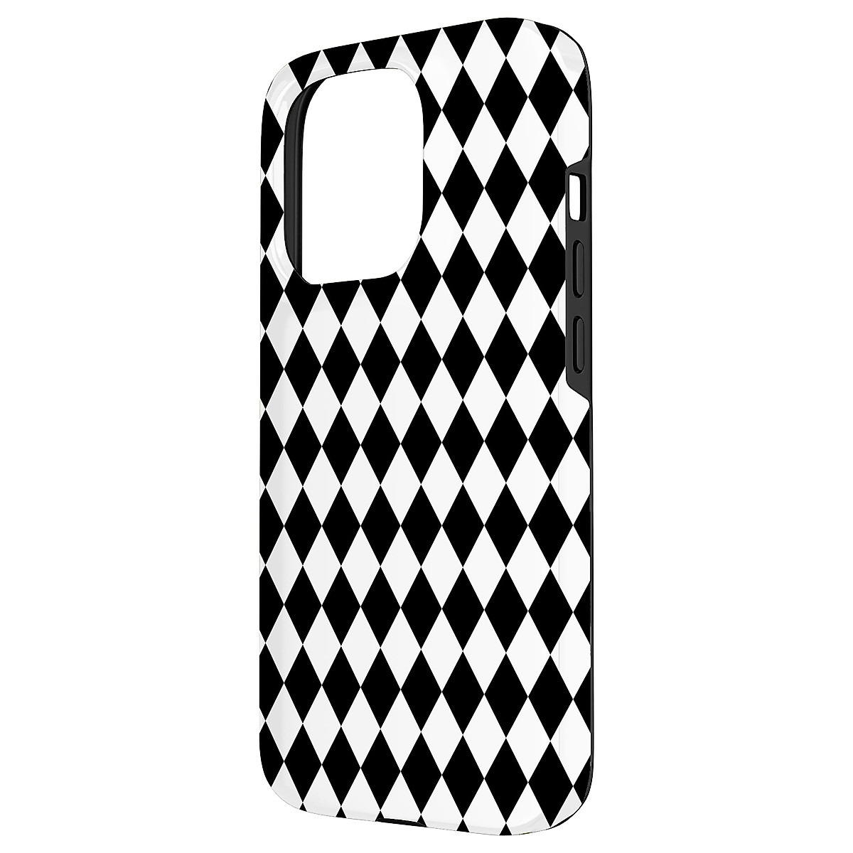 iPhone 15 Pro Classic Black and White Harlequin Diamond Check Case