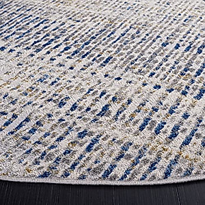 Safavieh Palma Collection 6'7" Round Beige/Blue PAM356A Modern Contemporary Abstract Non-Shedding Entryway Foyer Living Room Bedroom Kitchen Area Rug