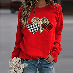 Bblulu Women's Crewneck Sweatshirt Casual Cute Valentine's Day Long Sleeve Loose Fitting Fall Tops T Shirt