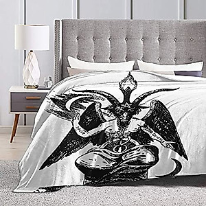 Satanic Ritual Demon Devil Wicca Wiccan Pagan Baphomet Full Fleece Throw Cloak Wearable Blanket Flannel Fluffy Comforter Quilt Nursery Bedroom Bedding King Size Plush Soft Cozy Air Conditioner Blanket