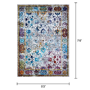 Couristan Gypsy Retro Damsel Area rug, 5'3" x 7'6", Ivory-Mushroom-Multi