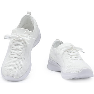 Santiro White Sneakers for Women Walking Shoes Lightweight Fashion Womens Tennis Shoes for Gym Non Slip Work Casual Shoe 8.5 US
