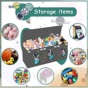 JAYSDAYLY Large Toy Box Storage Organizer,Sturdy Toys Storage Chest Bin Basket with Dividers and Lids for Toddlers,Boys,Girls,Nursery,Closet,Living Room Area,Playroom(Grey Astronaut)