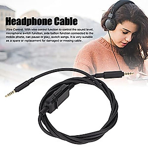 Zyyini Headphone Audio Cable for MMX 300 2nd Gen, 3.5mm with Wire Control Twisted Pair Replacement Headphone Cord, Support Volume Adjustment, Switch Songs Headset Cable Black, 1.3m/4.3ft