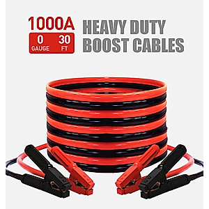 AUTOGEN Jumper Cables Heavy Duty 30 Feet,0 Gauge Jumper Cables 1000AMP Automotive Jumper Cables Kit for Car,SUV, and Trucks with Professional Clamps and Carrying Bag