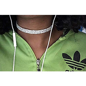 Janefashions 3-row Three-Row Clear Austrian Rhinestone Crystal Choker Necklace Collar Dance Party Wedding Prom Gold or Silver N175 (Silver)